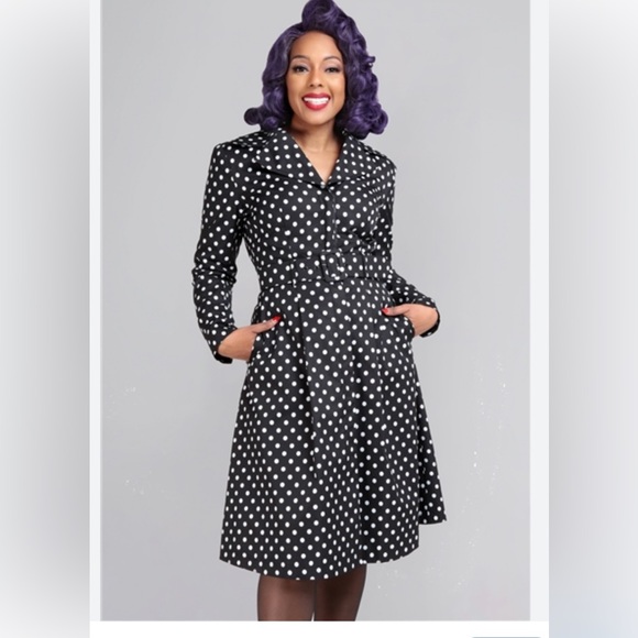 Collectif | Jackets & Coats | Collectif Black White Polka Dot Jolianna ...